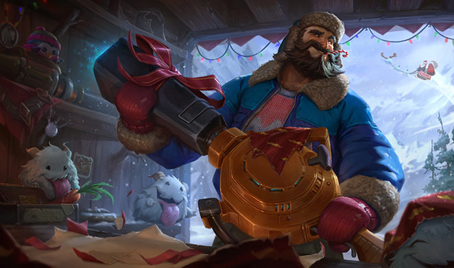This year's Christmas skins are—Ambitious Elf Jinx, Santa Draven, and ...